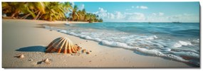 Obraz na plátně - Zapomenutá mušle na pláži FeelHappy.cz Velikost obrazu: 180 x 60 cm