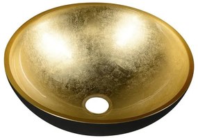 Sapho Murano Black-Gold Umyvadlová mísa 40 cm, sklo černá/zlatá AL5318-77