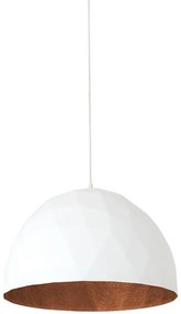 OnaDnes -20% Nordic Design Bílé kovové závěsné světlo Auron L s měděnými detaily