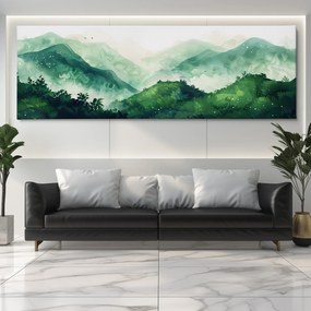 Obraz na plátně - Na zelených vrcholcích v pažitu FeelHappy.cz Velikost obrazu: 180 x 60 cm