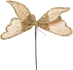 Vánoční dekorace zápich zlatý motýl - 11*5*36 cm