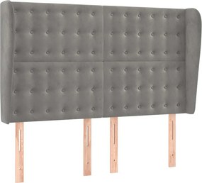Čelo postele typu ušák světle šedé 147x23x118/128 cm samet 3118438