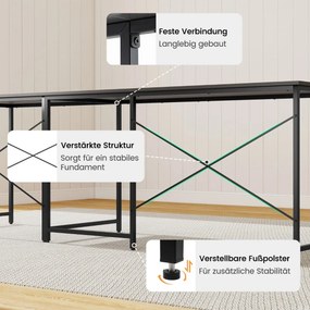 Costway Počítačový stůl ve tvaru L Přestavitelný s odnímatelným stojanem – šedá