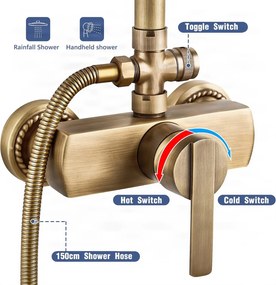 Nástěnný sprchový systém ELITE EDITION BSE1508 v provedení starožitná mosaz a dalších barevných variantách