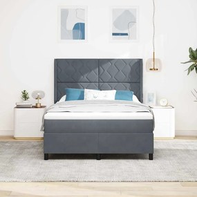 Postel s boxspringem s čelo Tmavě šedá 160 x 200 cm samet 3342069