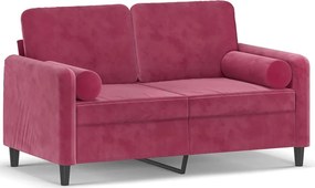 2místná pohovka s polštáři vínová 120 cm samet 3200875