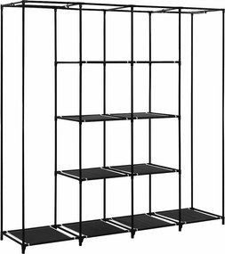 282445  Wardrobe with 4 Compartments Black 175x45x170 cm 282445