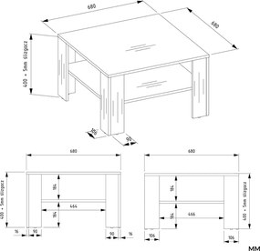 Konferenční stolek Square 68 cm bílý