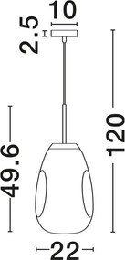 Skleněné závěsné svítidlo v leskle stříbrné barvě ø 22 cm Lava – Nova Luce