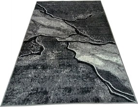 HU Šedý abstraktní obdélníkový koberec NEW IDEA 90321-0433 – imitace mramoru s černými žilkami Rozměr: 50x80 cm