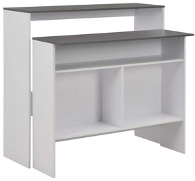Barový stůl se 2 stolními deskami bílý a šedý 130 x 40 x 120 cm 280221