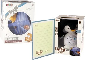 LEAN Toys Plyšový medvídek, který uspává – světla, zvuky, noční a denní režim – tučňák