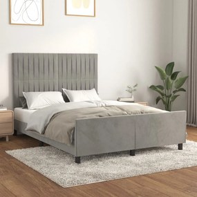 Rám postele bez matrace světle šedý 140 x 190 cm samet 3125873