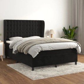 Box spring postel s matrací černá 140 x 190 cm samet 3129449