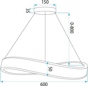 Toolight Rea, ZÁVĚSNÁ STROPNÍ SWE066-CP 60cm GOLD, OSW-20166
