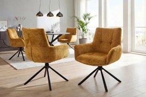 Designová otočná židle Vondila hořčičný samet