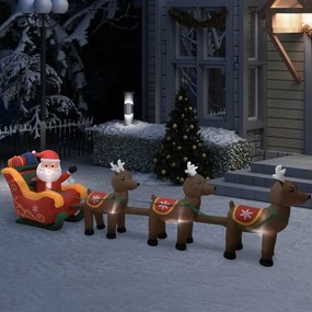 vidaXL Vánoční nafukovací dekorace Santa a sobi LED 490 cm [288849]