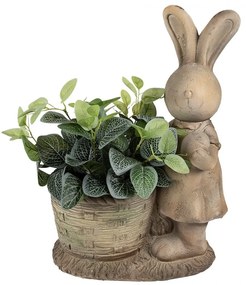 Béžová antik dekorace králičice s květináčkem - 38*22*49 cm