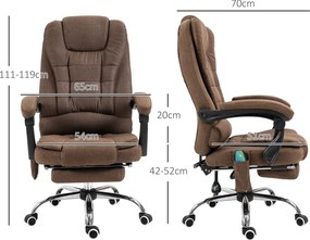 Vinsetto Masážní a Hřejivá Kancelářská Židle Ergonomická Kancelářská Židle S Nastavitelnou Výškou Sklopné Zádové Opěrky S Odkládacím Podnožím + Integr