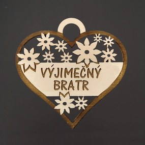 AMADEA Dřevěné srdce s textem "výjimečný bratr", 7 cm, český výrobek