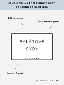 SALÁTOVÉ SÝRY - Samolepka s rámečkem na dózy do lednice, 6 x 4 cm