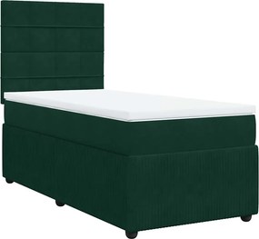 Box spring postel s matrací tmavě zelená 100x200 cm samet 3294565