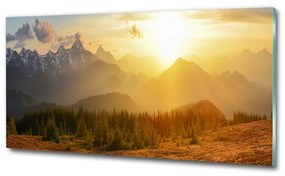 Wallmuralia Foto obraz sklo tvrzené Západ slunce hory 100x50