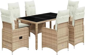 7dílný zahradní bistro set s poduškami béžový polyratan 3277100