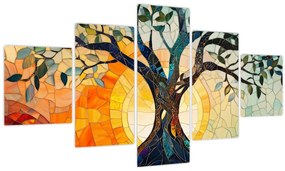Obraz -  Mozaika - slunce a strom I. (125x70 cm)