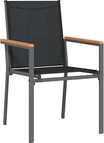 7dílný zahradní jídelní set černý textilen a ocel 3187044