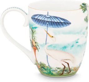 Pip Studio Jolie Heron, XXL hrnek 450ml, bílý