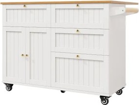 Aosom Kuchyňský ostrov s skládací deskou stolu, multifunkční jídelní stůl s úložným prostorem, 133 x 37,3/70 x 88 cm, bílá