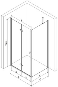 Mexen Lima sprchový kout 120x80cm, 6mm sklo, chromový profil-čiré sklo, 856-120-080-01-00