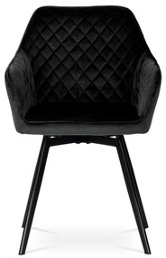 AUTRONIC Jídelní židle, potah černá sametová látka, kovové nohy, černý matný lak