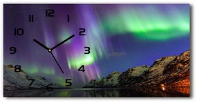 Wallmuralia Skleněné hodiny na stěnu tiché Polární záře 60x30 cm