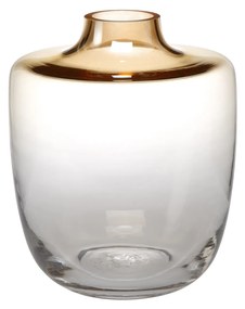 Goebel Designová váza Shiny Sand, čirá/jantarová, sklo, 14,5 x 18,5 cm