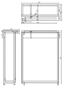 Aqualine KAWA STRIP galerka s LED osvětlením 50x70x22cm, bílá WGL50S