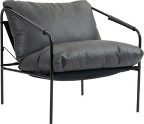 HOMCOM obývací křeslo z PU kůže s kovovým rámem a tlustými polštáři, 74,5 x 75 x 77 cm, antracitově šedé