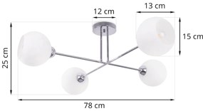 Stropní svítidlo Eliza, 4x bílé skleněné stínítko, CH
