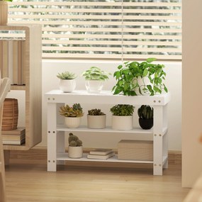 HOMCOM Bambusová botníková lavička se sedadlem, 3-patrový organizér na boty pro 6 párů do předsíně, obývacího pokoje nebo ložnice 70x28x45 cm Bílá