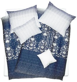 SCANquilt povlečení SATÉN DESIGN blue tmavě modrá 140 x 200/70 x 90 cm