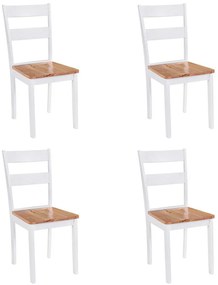 Jídelní židle 4 ks bílé masivní kaučukovník 245369
