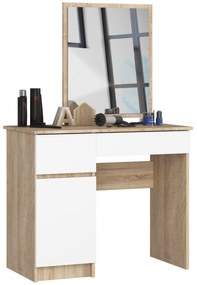 Kosmetický stolek se zrcadlem P-2/SL I dub sonoma/bílý levý