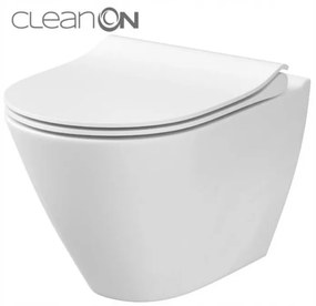 Cersanit City Oval CleanOn, závěsná wc mísa + toaletní sedátko s pomalým zavíráním z duroplastu, K701-104