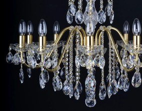 10 Arms gold brass crystal chandelier with cut crystal almonds