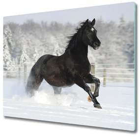 Skleněná krájecí deska Koně cválal ve sněhu 60x52 cm