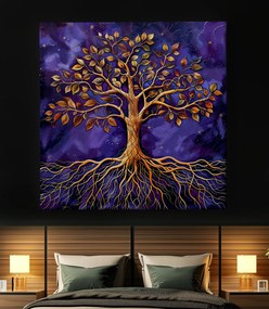 Obraz na plátně - Strom života Zlatý Purpilles FeelHappy.cz Velikost obrazu: 80 x 80 cm