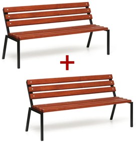 Venkovní lavička STACK, stohovatelná, s opěradlem, 1+1 ZDARMA, 1500 mm, mahagon tmavý