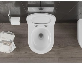 Mexen Carmen, závěsná WC mísa 490x365x340 mm, Rimless Tornádo + WC sedátko z duroplastu, bílá lesklá, 30880100T