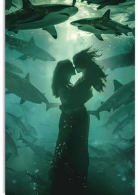Obraz objetí žen mezi žraloky